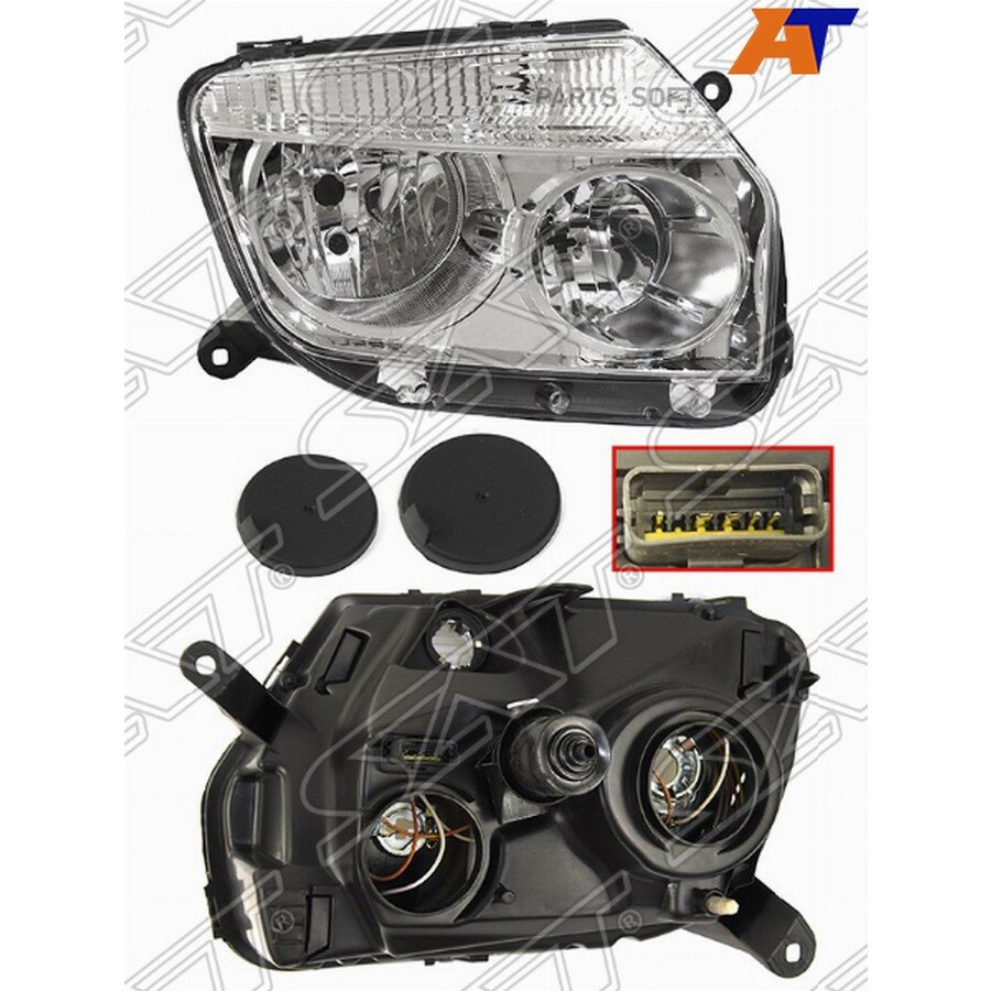 Фара Renault Duster 10-15 (Справа/ Галоген/ Ручная регулировка) от официального дистрибьютора, SAT, артикул ST5511186RLDEM1