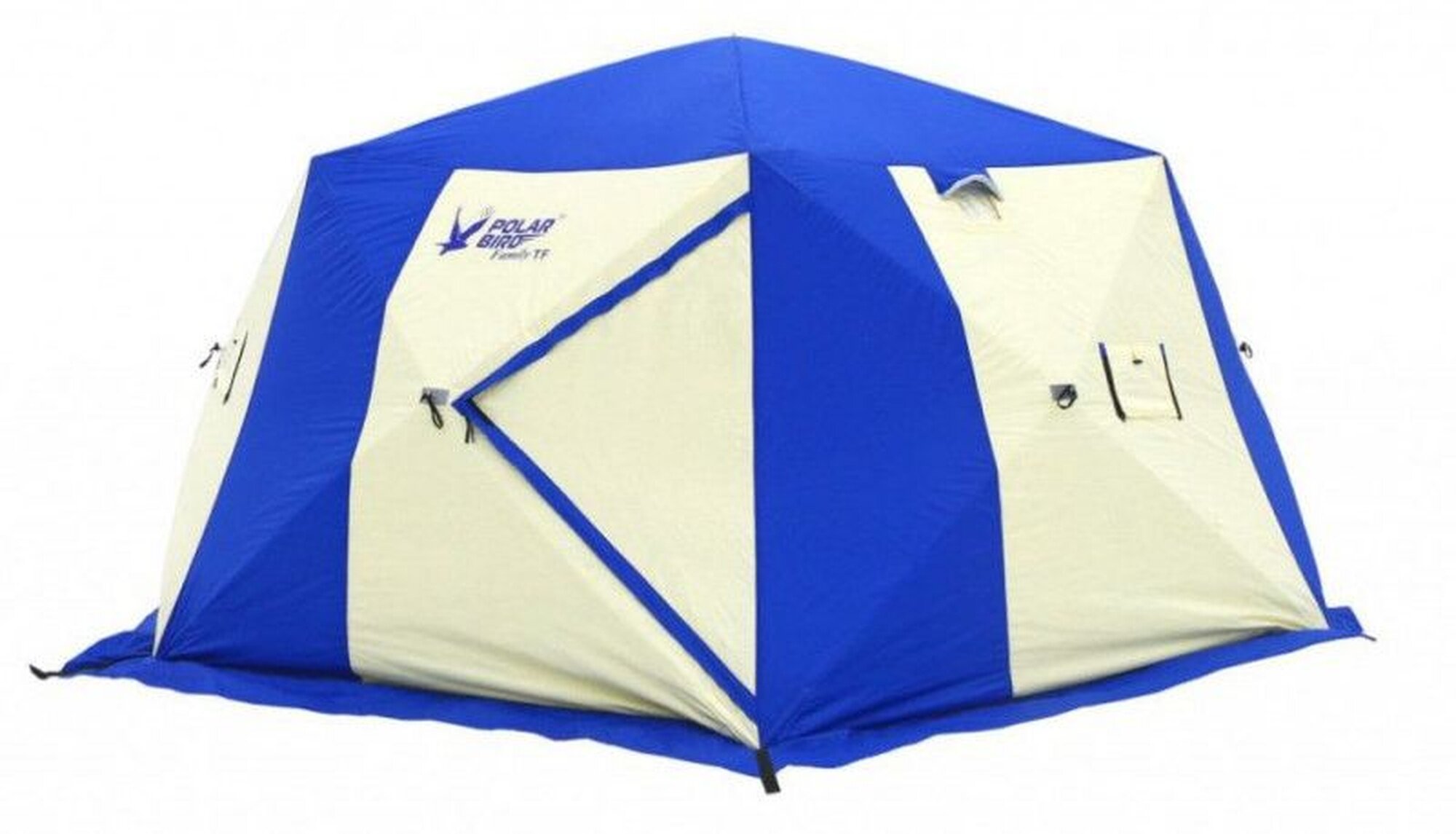 Палатка Polar Bird Family T FEST, 6 мест, зимняя, для рыбалки, бело-синяя