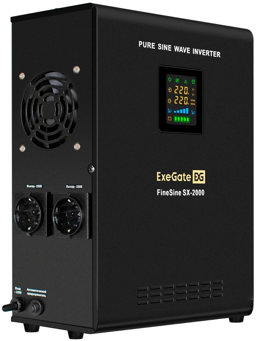 ИБП + батарея ExeGate FineSine SX-2000. LCD. AVR.2SH + 2x HR 12-40 (40Ач) (EX296590RUS)