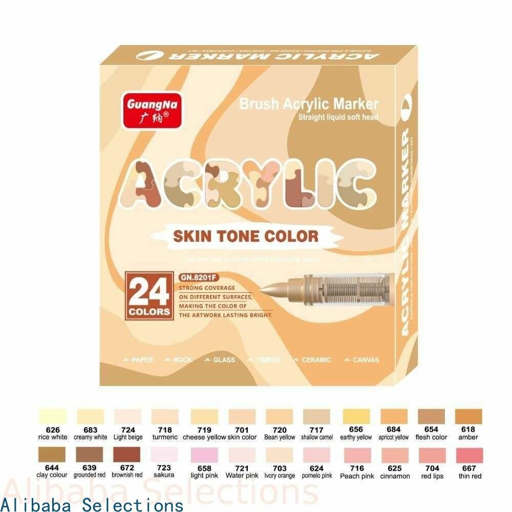 Набор из 24 акриловых маркеров цвета кожи и макаронных цветов, художественные маркеры