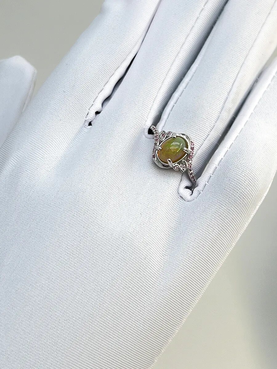 Кольцо, серебро, 925 проба, опал, сапфир