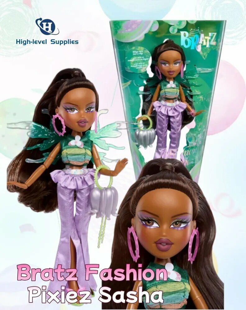Кукла Bratz Fashion Pixiez "Sasha", крылья-кольца, фиолетовая