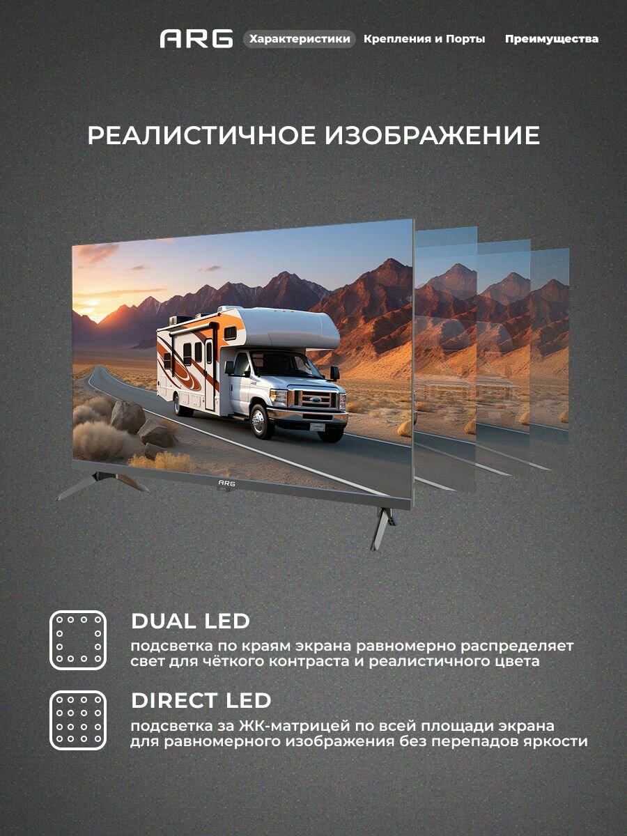 LED телевизор ARG LD32D7500 диагональ 32", разрешение HD, черный — фото 1