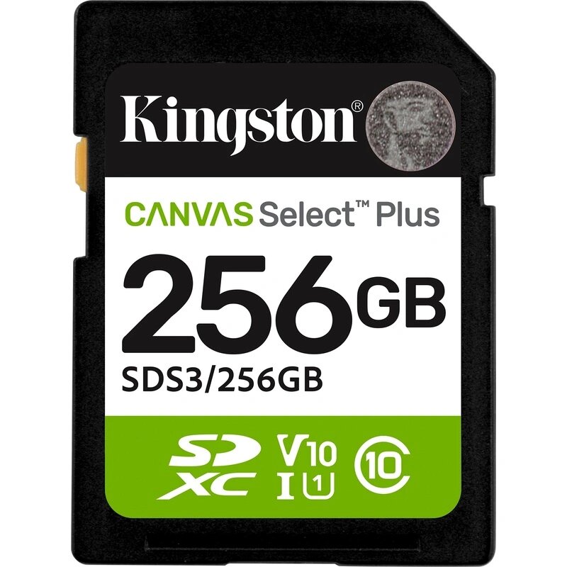Карта памяти SDXC Kingston, 256GB, Canvas Select Plus Gen3 SDS3/256GB