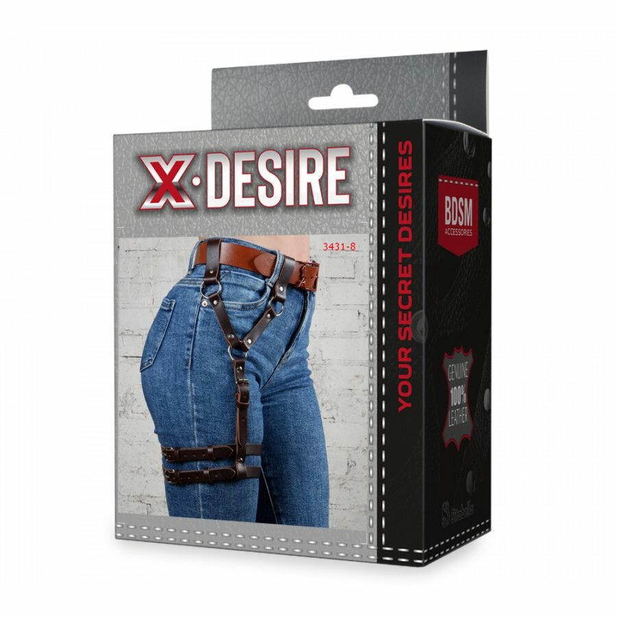 Гартера Sitabella "Афродита", натуральная кожа, для ремня, 42-48 размер, регулируемая пряжками, коричневая