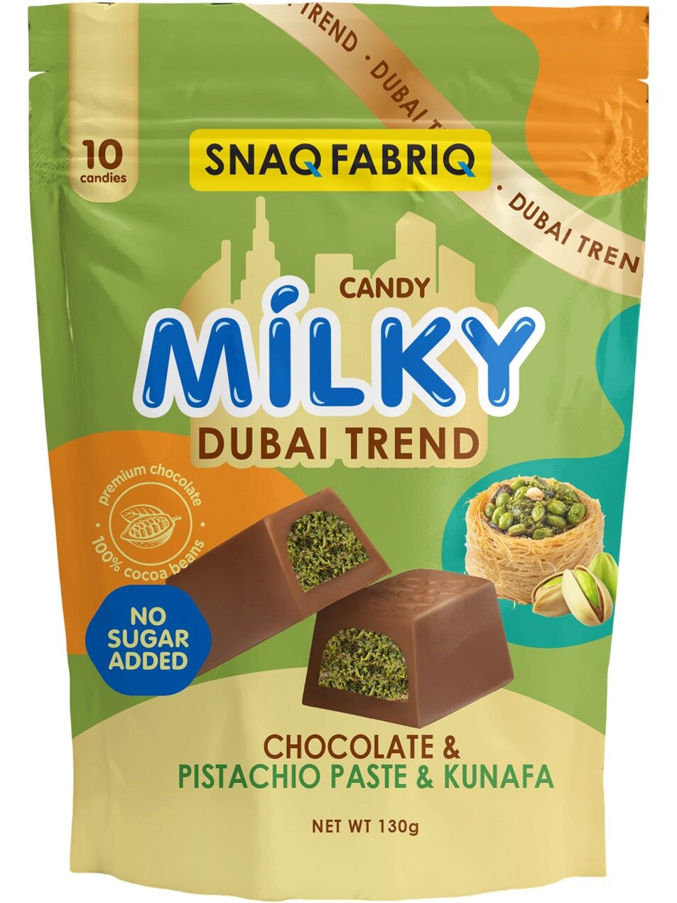 Диетический продукт SNAQ FABRIQ Milky 130 г, Фисташковая паста-хрустящее тесто