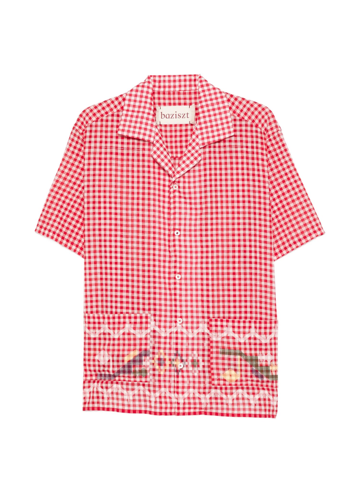 Рубашка baziszt Checked embroidered shirt, размер L, красный