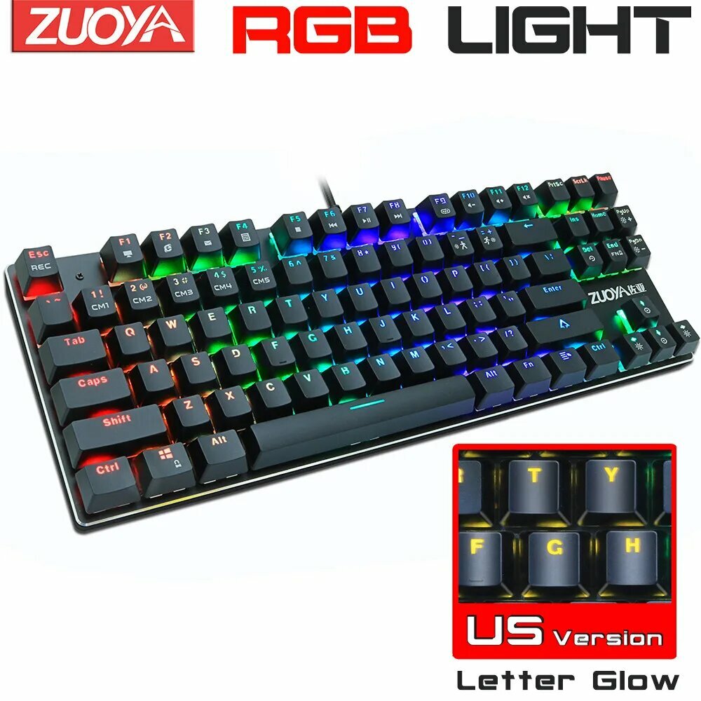 Механическая игровая клавиатура Zuoya 87 клавиш, Red Switch, RGB Light 87US