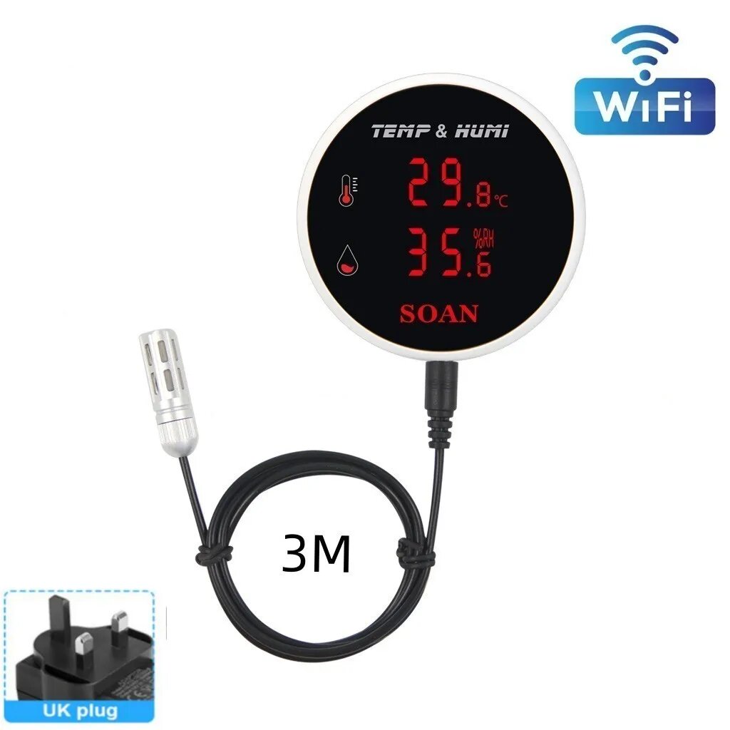 Tuya WiFi датчик температуры и влажности с внешним зондом