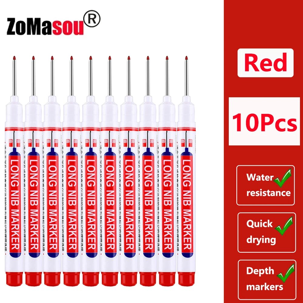 1-100 шт, 20 мм, маркеры с длинной головкой, многофункциональные маркеры для деревообработки, украшения для плитки, маркеры с глубокими отверстиями, красные/черные/синие/зеленые чернила