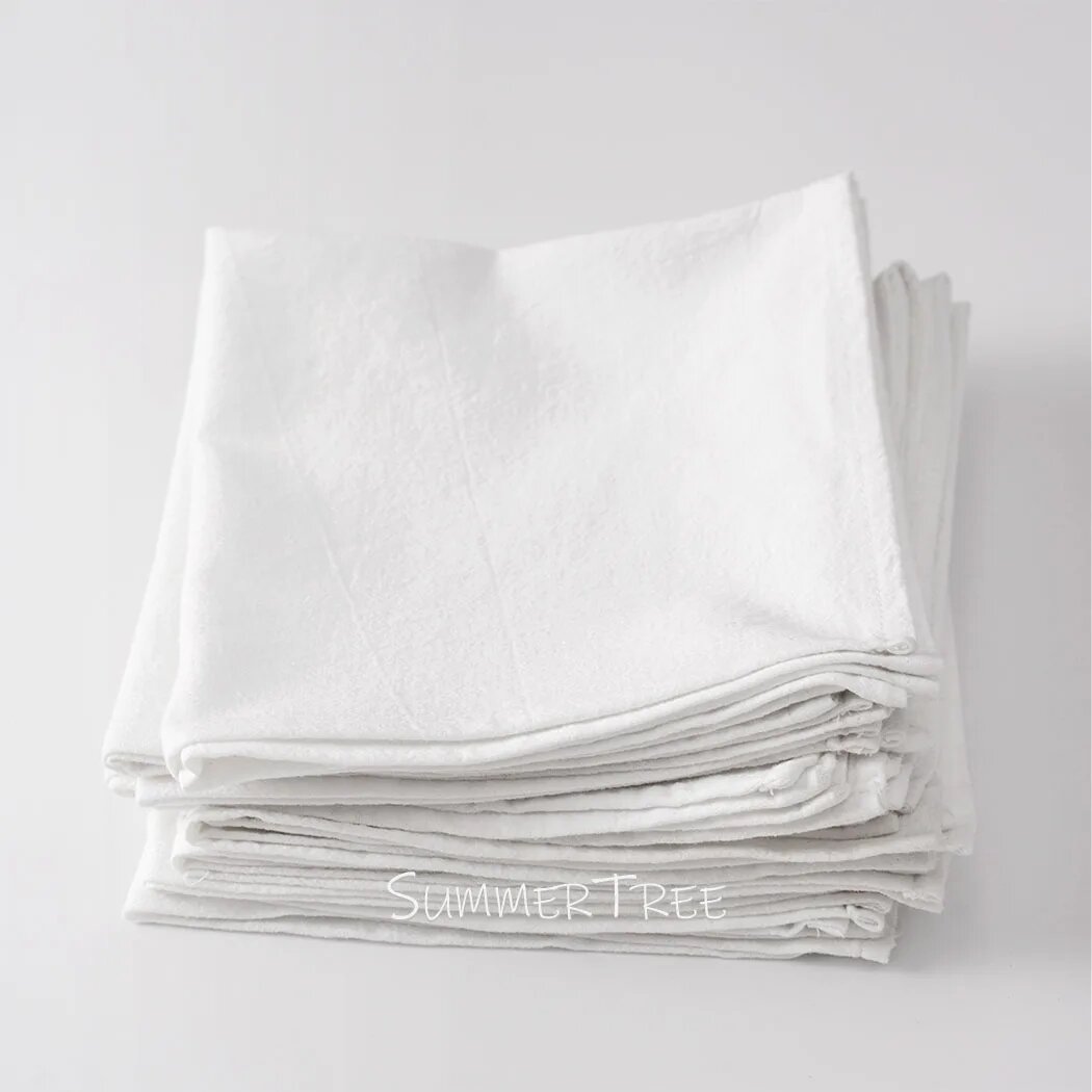 Столовые салфетки SUMMERTREE 12 шт, 40x40 см, хлопковые, винтажные Белый, White