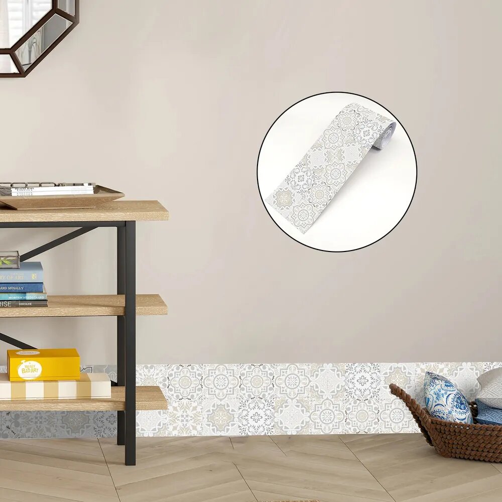 Самоклеющаяся водостойкая плинтусная лента для стен, наклейка-бордюр, виниловый декор под плитку, 10/15/20/30 см x 240 см