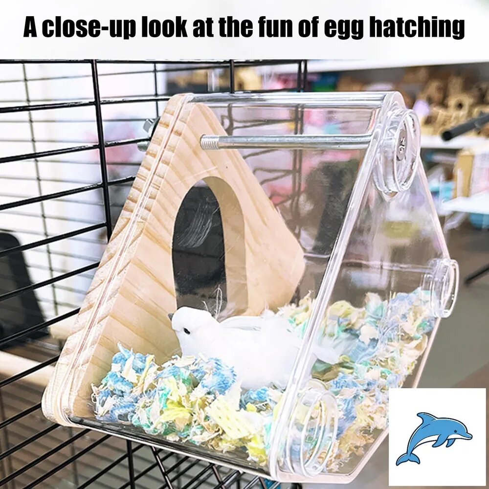 Прозрачный ящик для разведения попугаев / Горизонтальное гнездо для попугаев / Декор для птичьей клетки, 1 шт.