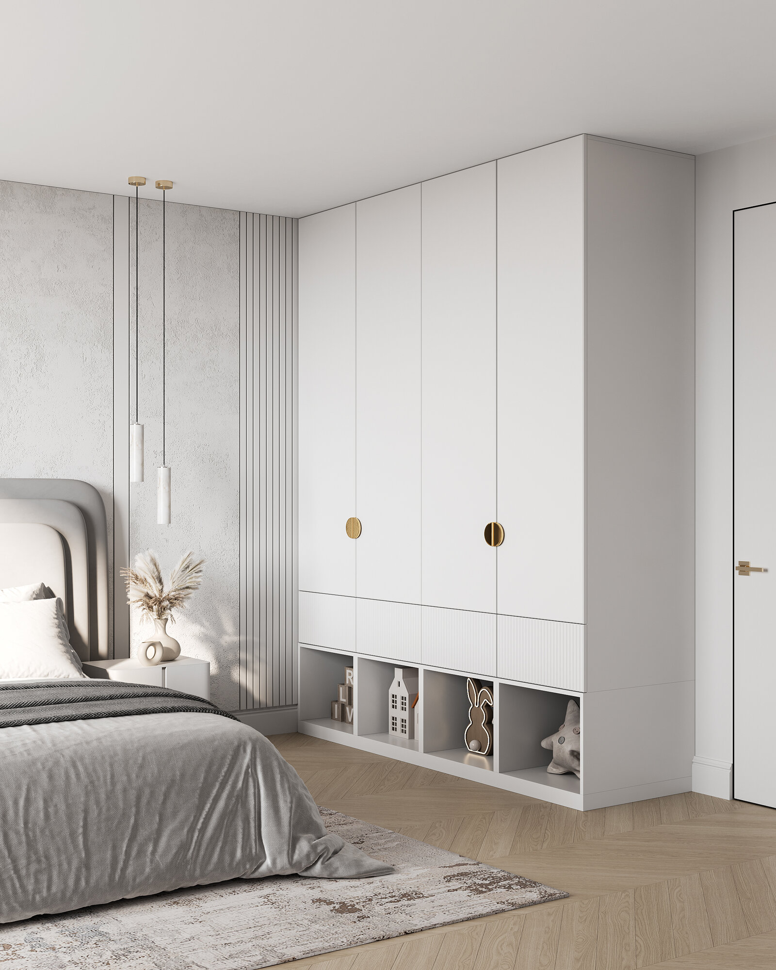 Шкаф IRINA MEBEL Майя, для детской, МДФ, распашной, четырехдверный, с ручками