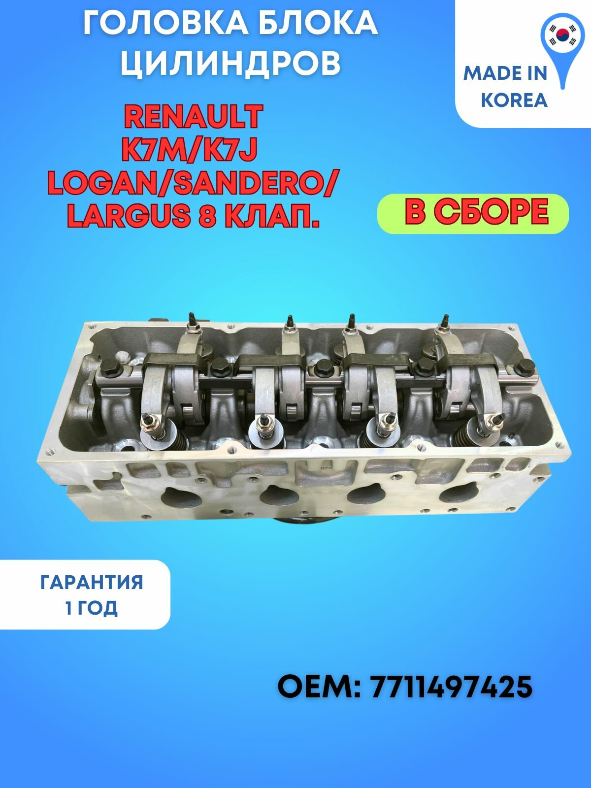 Головка блока (ГБЦ) K7M/K7J Renault Logan/Sandero/Largus в сборе