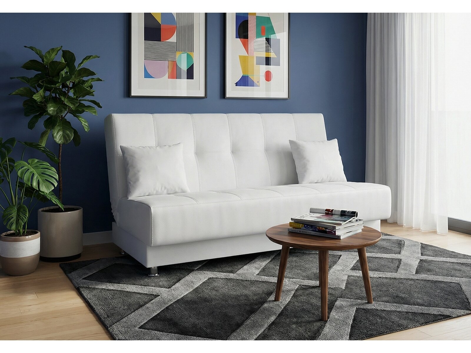 Диван Сток Диванов Винсент, белый искуственная кожа, механизм книжка, с ящиком для хранения