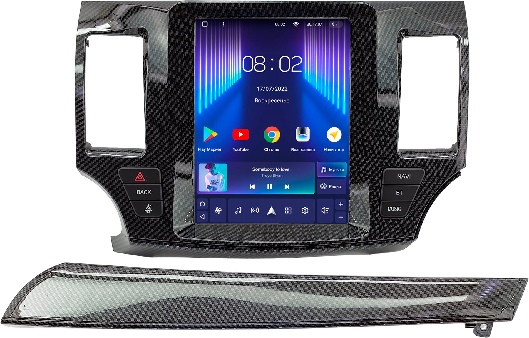 Штатная магнитола Mitsubishi Lancer 10 2007-2017 (карбон) Teyes TPRO 2 DS (Tesla) 9.7" 4/32 RM-1312-192 Android 10 (4G-SIM, DSP, QLed)