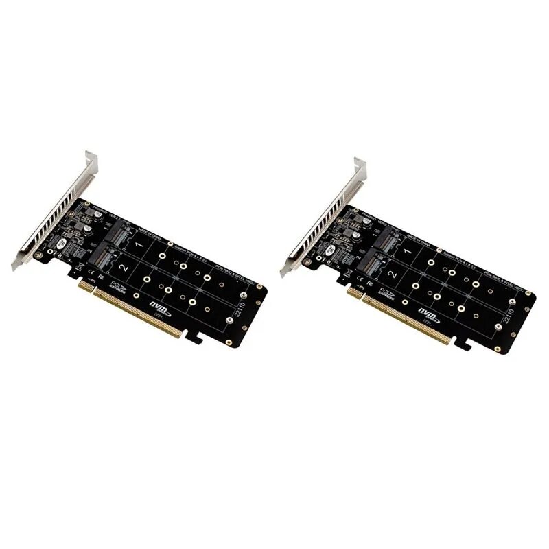 2X Карта расширения PCIE 4.0 Dual-Disk PCIeX16 - M.2 M-Key NVME SSD, поддержка 4 NVMe M Key 2280 SSD