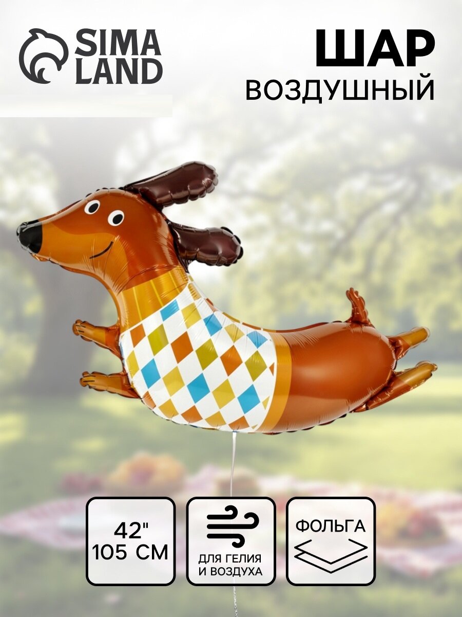 Воздушный шар Flexmetal фольгированный 42" «Такса в свитере», коричневый