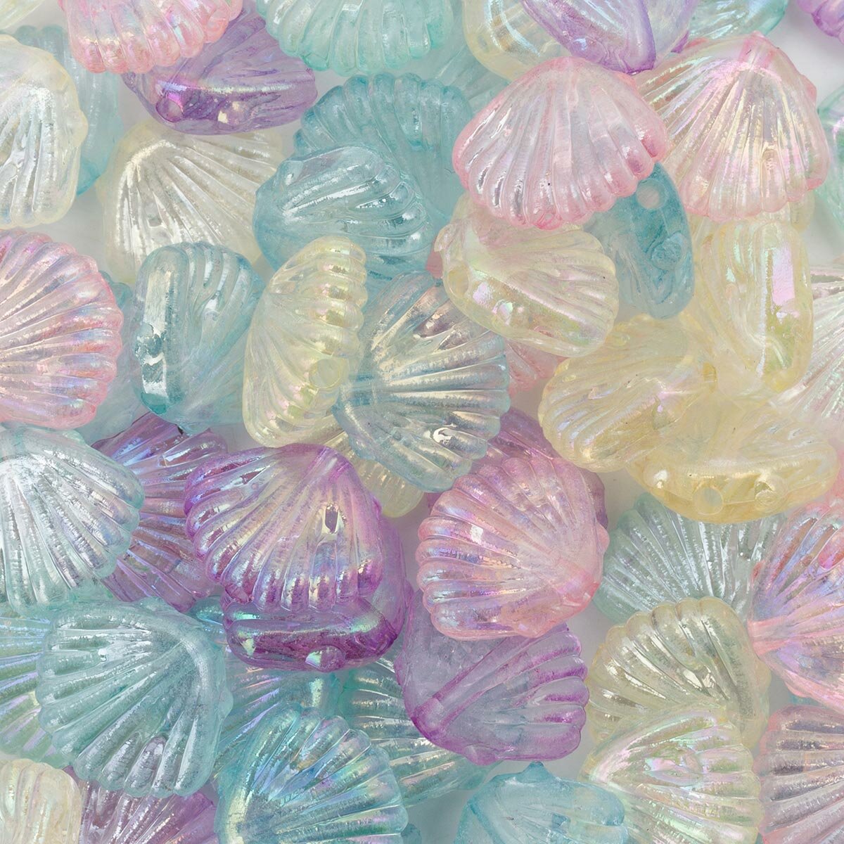 Бусины пластиковые, акрил, микс цвета, ракушка, АВ, 10*12 мм, 20 г, Astra&Craft