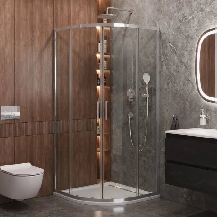 Душевой уголок Cezares Molveno R 2 90 C Cr IV стекло прозрачное