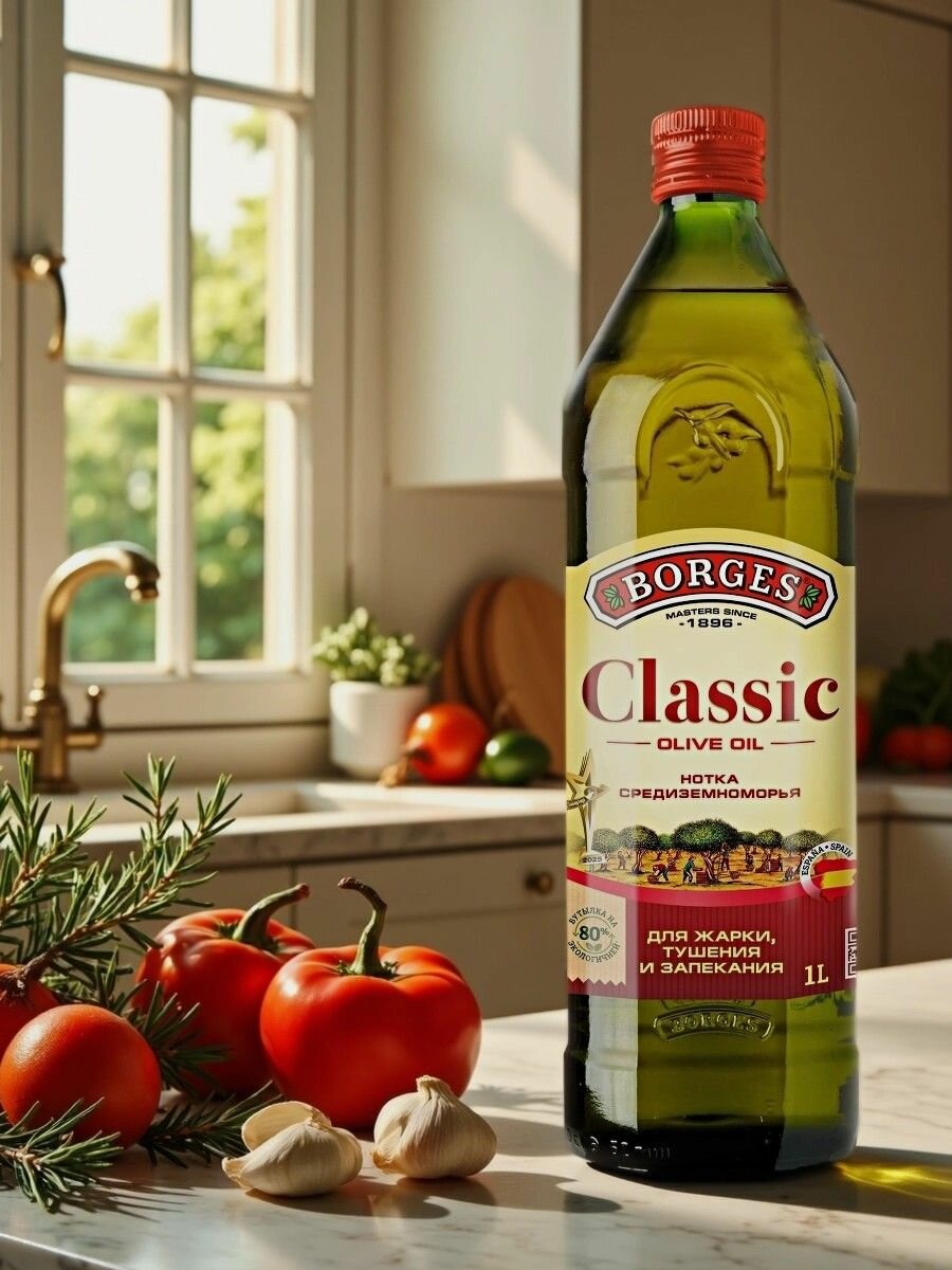 Масло оливковое рафинированное Borges Classic 1000мл. ст/б