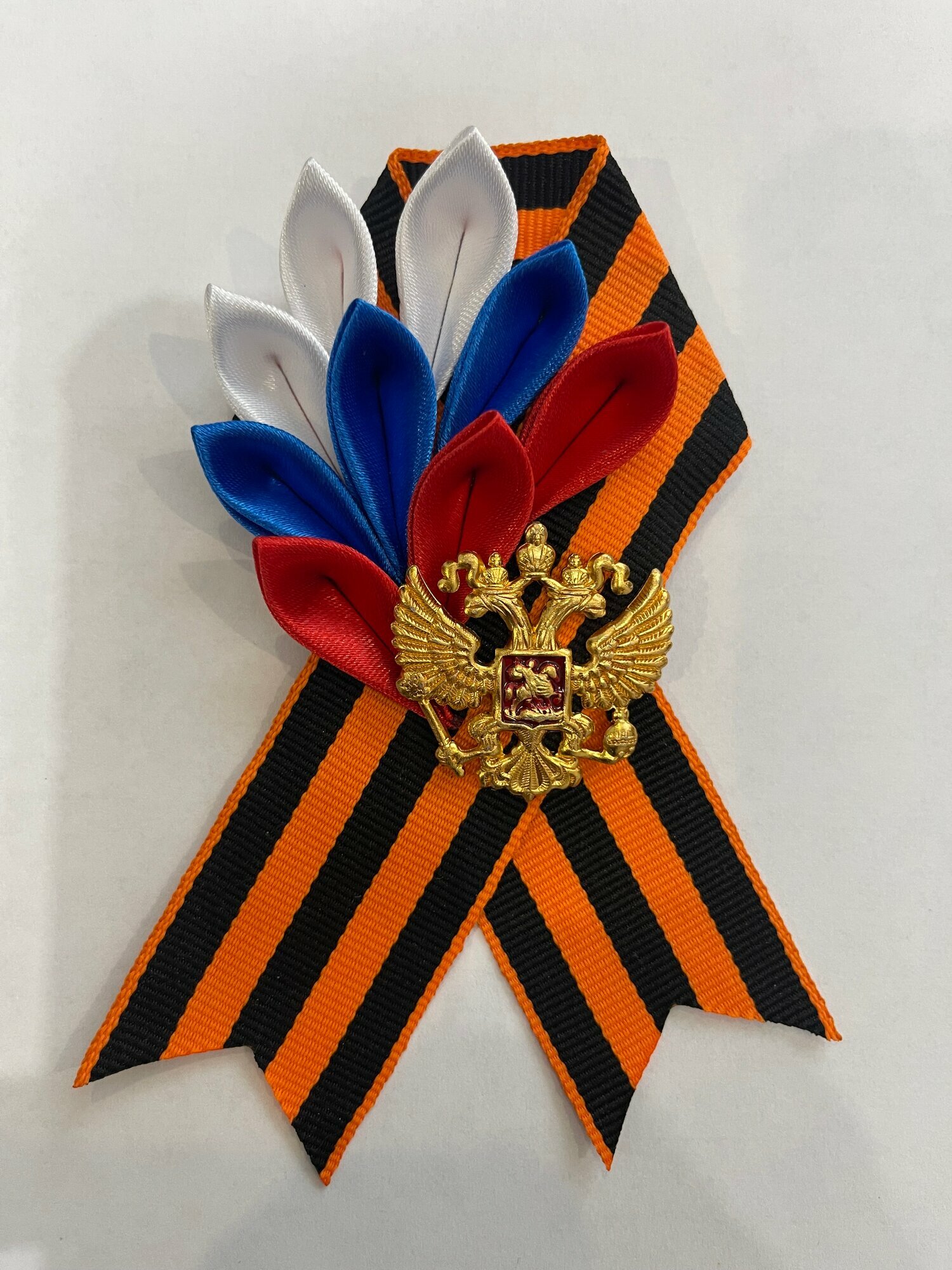 Георгиевская брошь-лента на 9 мая "Герб России"