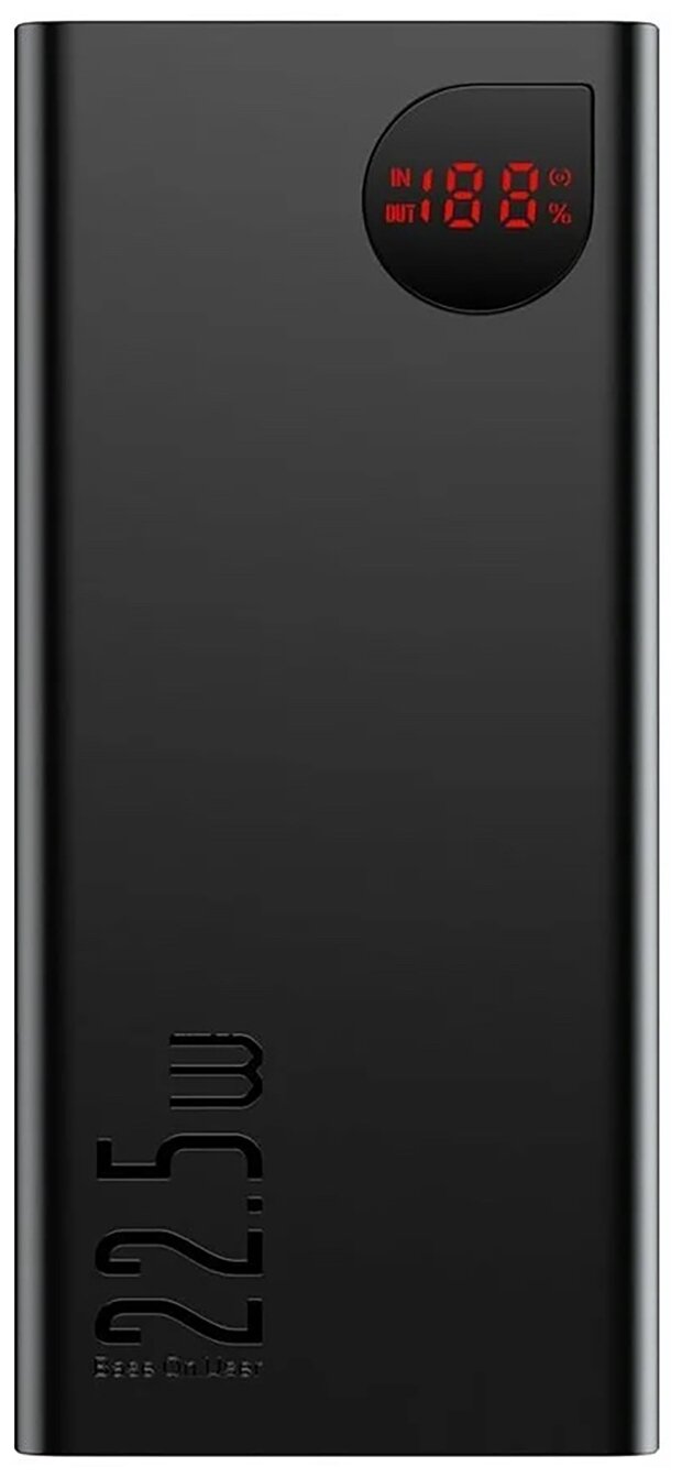 Портативный аккумулятор Baseus Adaman Metal Digital Display Quick Charge, 20000mAh, черный, упаковка: коробка