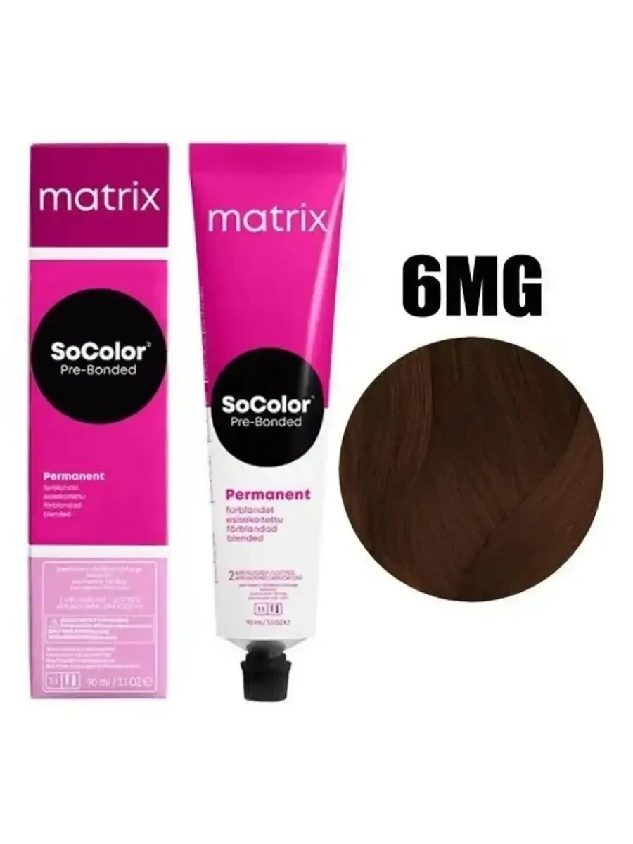 Краска для волос Matrix Coloring Hair SoColor Pre-Bonded, Перманентная краска для волос с бондером, 6MG (6.83)