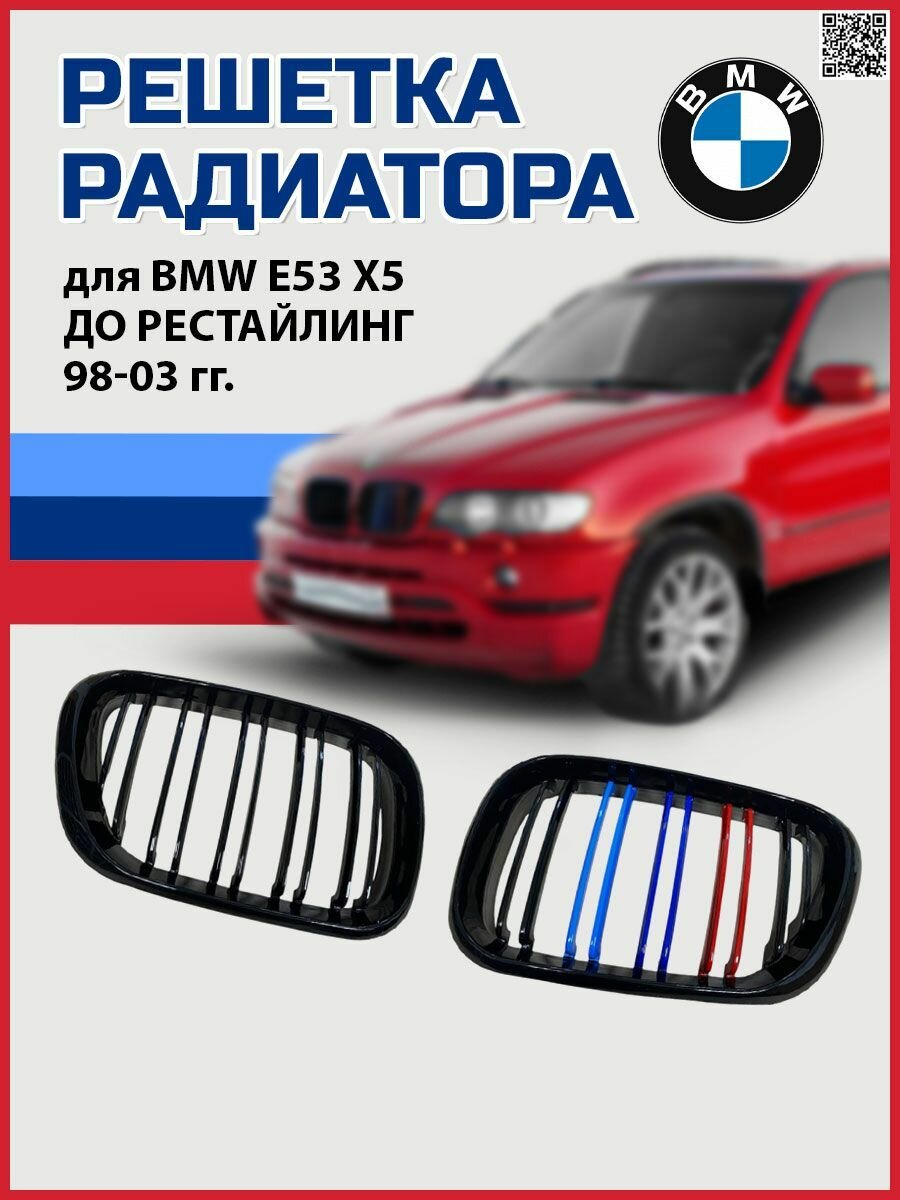 Решетка радиатора ноздри BMW E53 X5 до рестайлинг 98-03 гг с цветными вставками