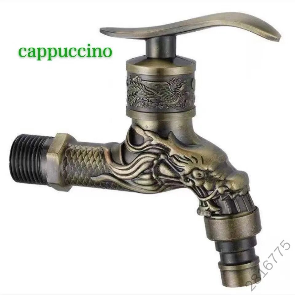 Кран водоразборный латунный в виде головы дракона для дома и дачи, бронзовый, 1/2