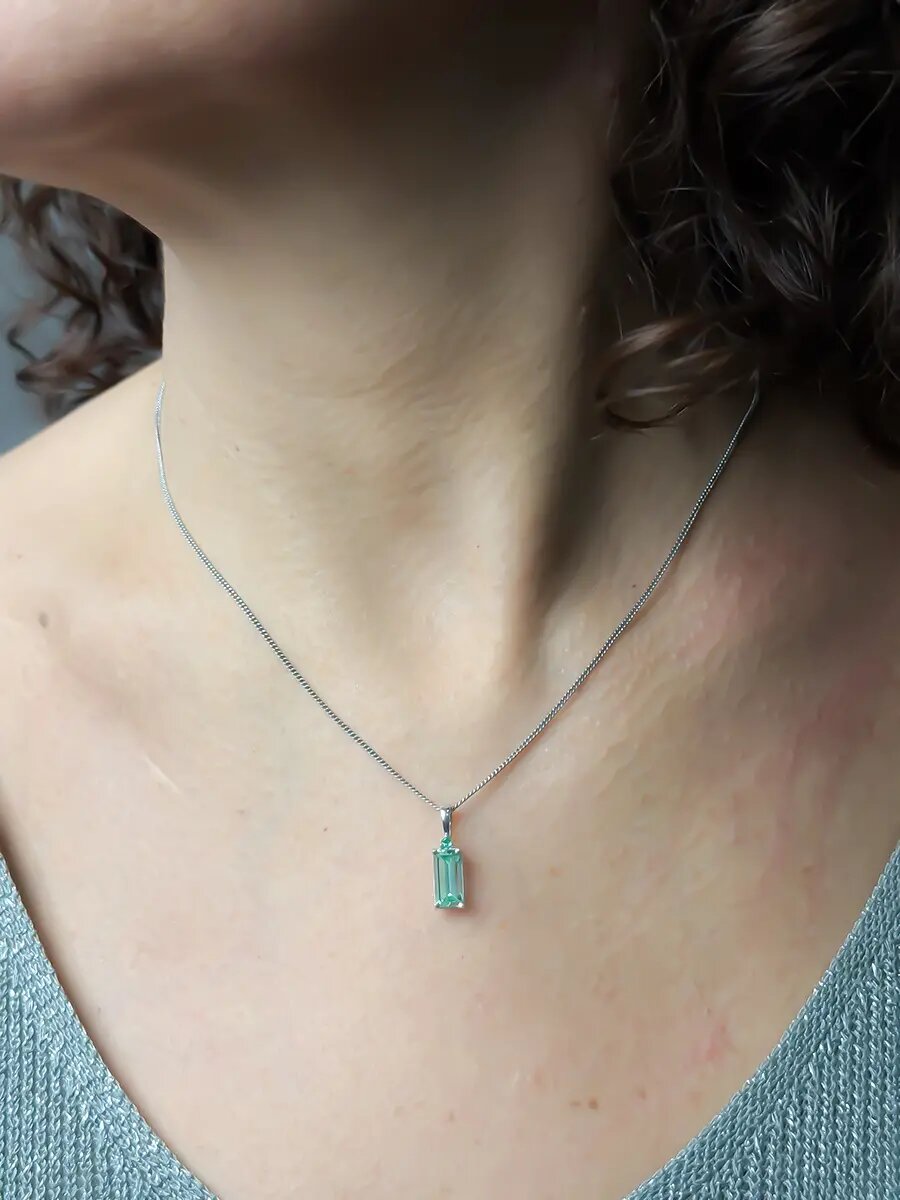 Подвеска, серебро, 925 проба, родирование, изумруд