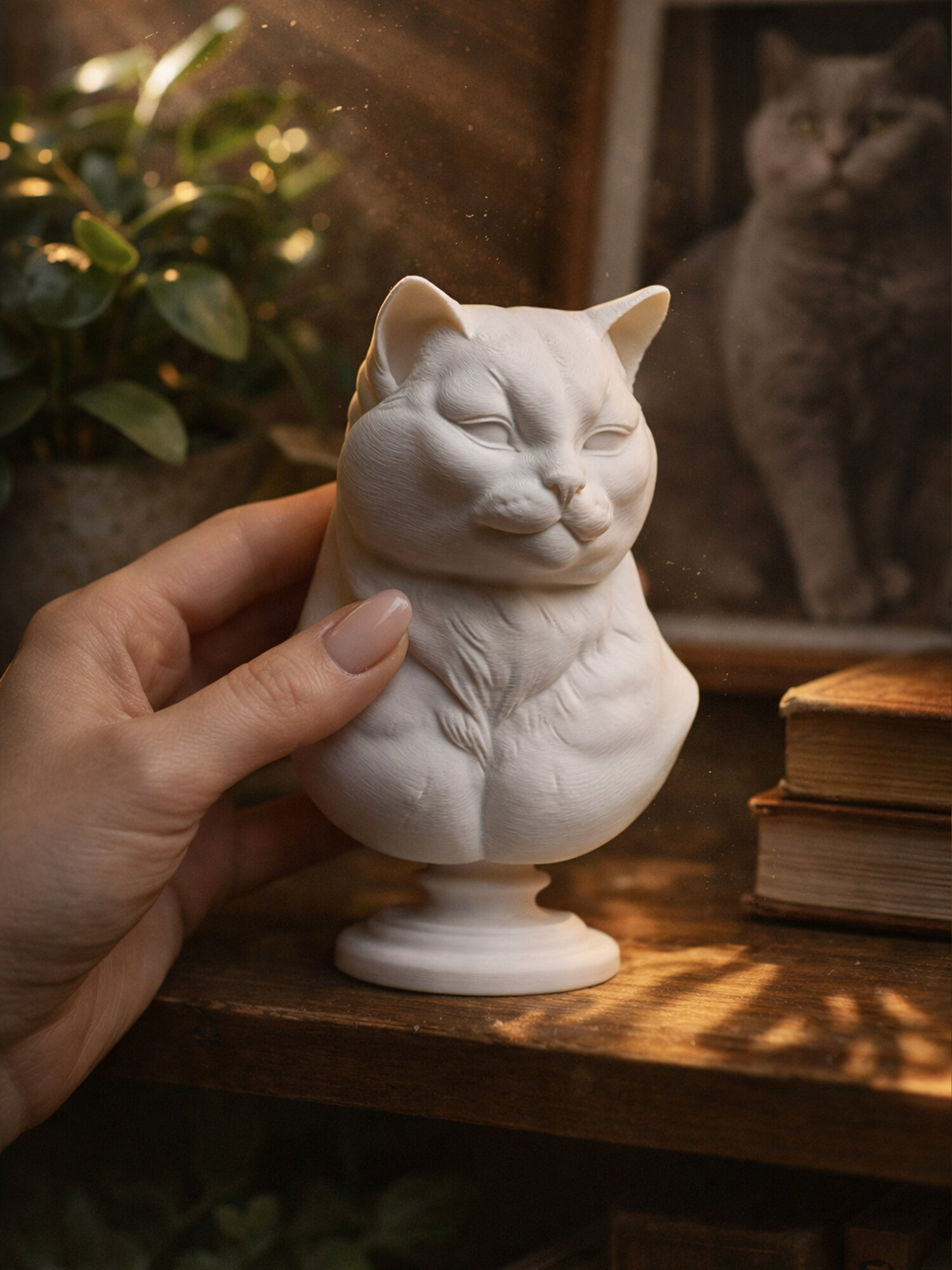 Статуэтка бюст кота (кошки). Декоративная фигурка для интерьера. 12см