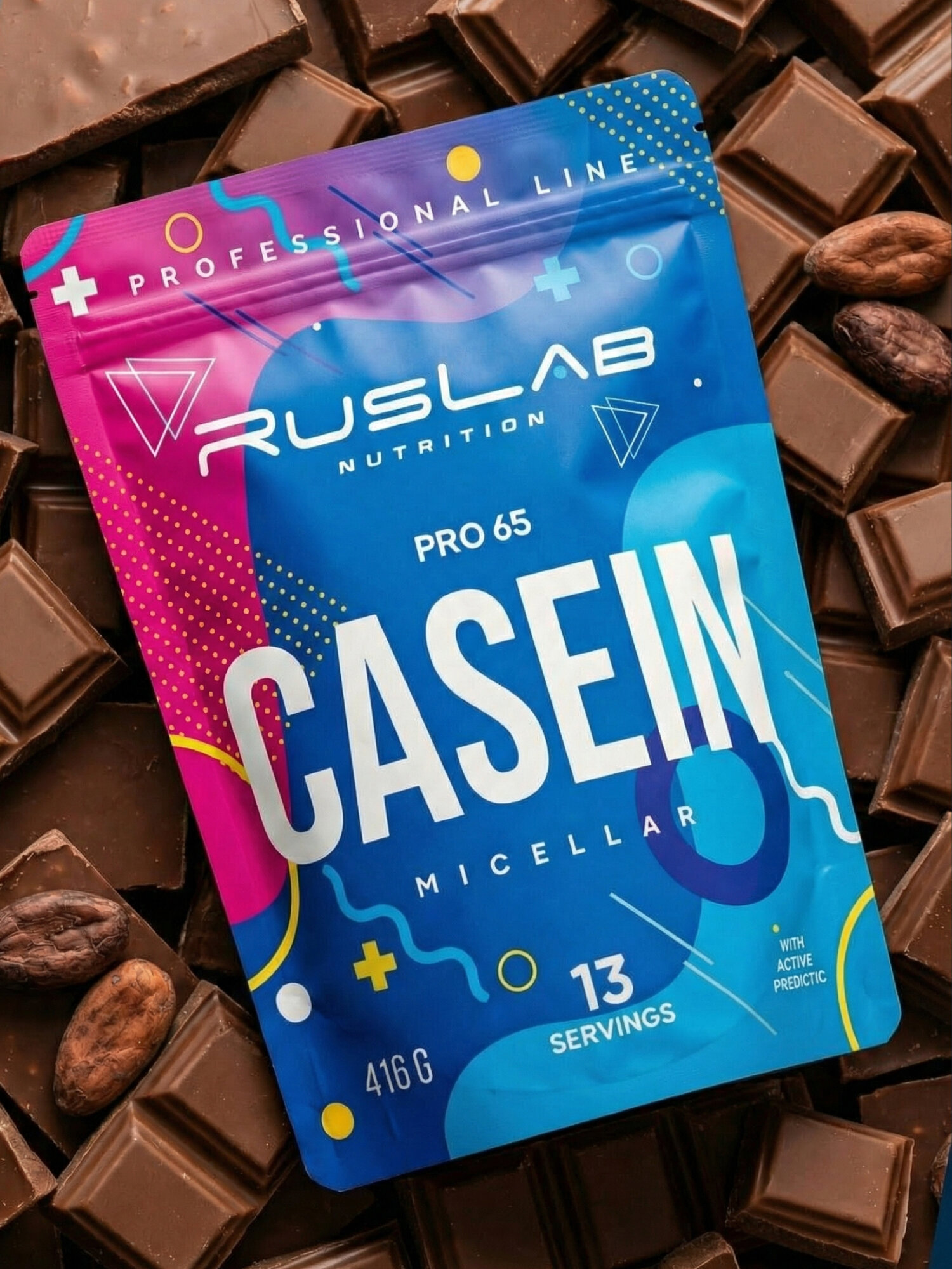 Micellar CASEIN PRO 65, казеиновый протеин, белковый коктейль (800 гр), шоколад