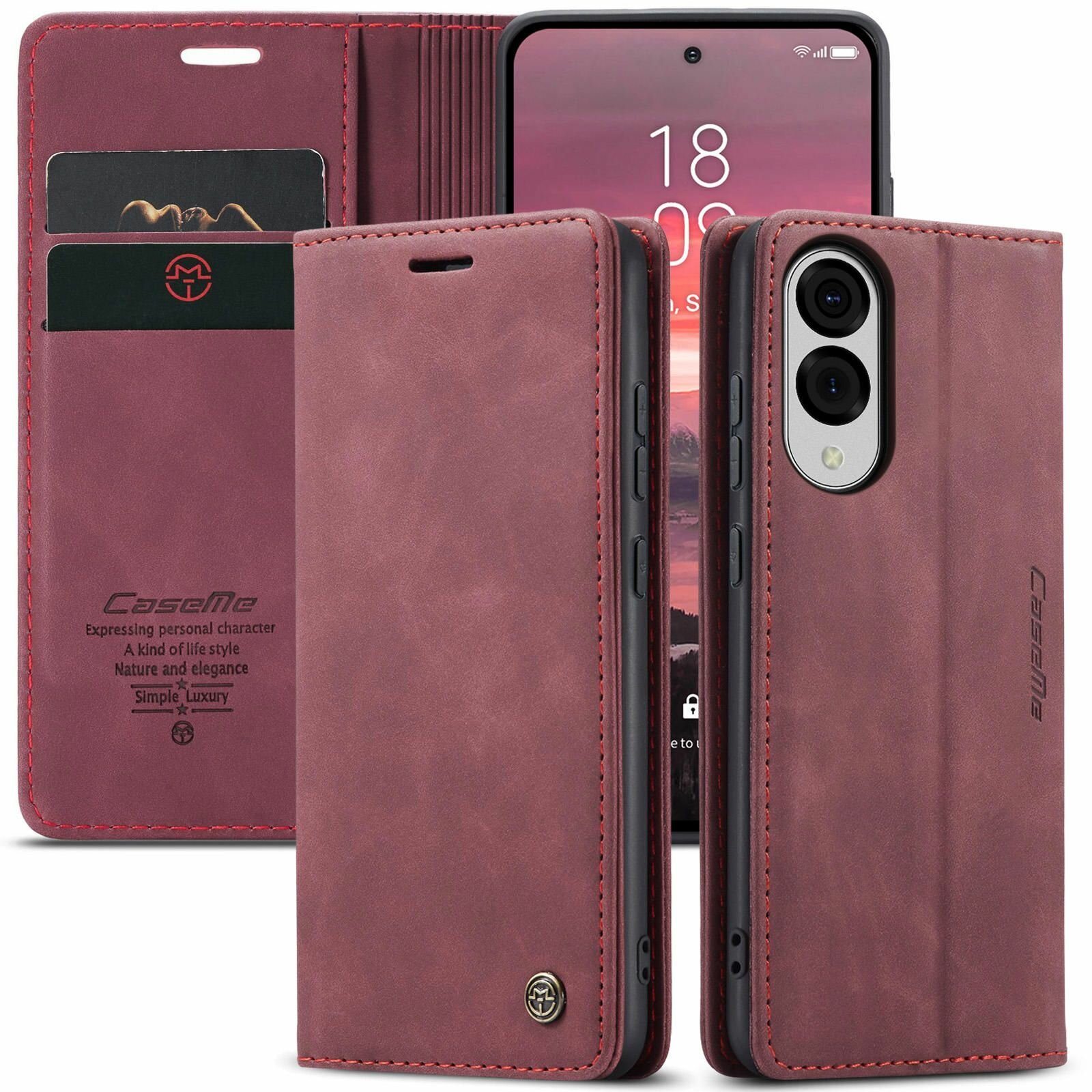 Чехол-книжка CaseMe Matte Samsung Galaxy S25 Edge бордовый