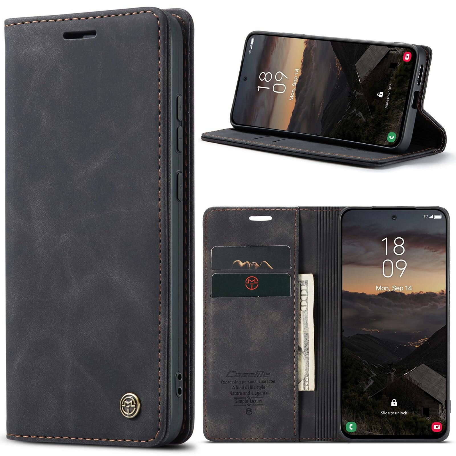 Чехол-книжка CaseMe Matte Samsung Galaxy S25 FE черный