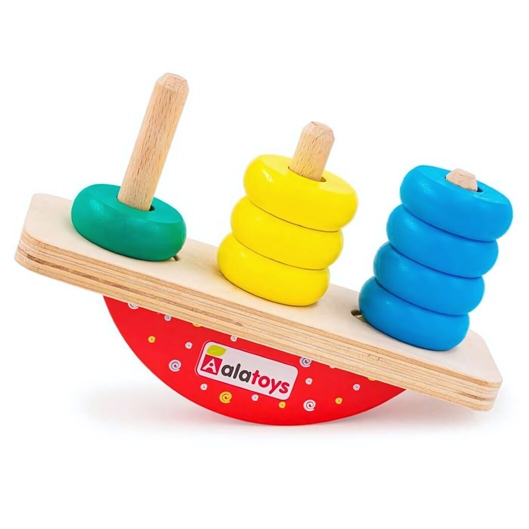 Балансир "Пирамидка" для детей, деревянный, развивает моторику и логику