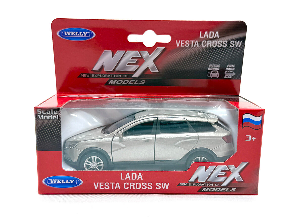 Машинка Welly LADA Vesta SW Cross, серебристый, 1:38, арт.43763W