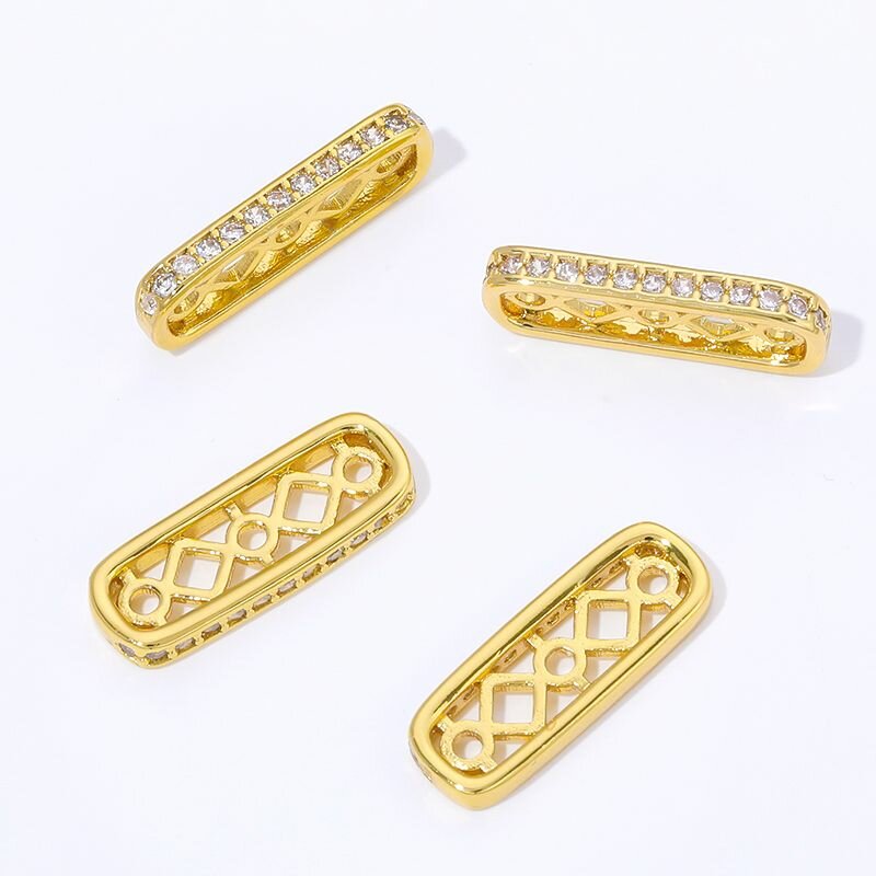 Разделитель многорядный на 3 нити, Бусины разделители,2шт, Размер:16x6мм, материалы для украшений бижутерии, латунь, позолота 18K