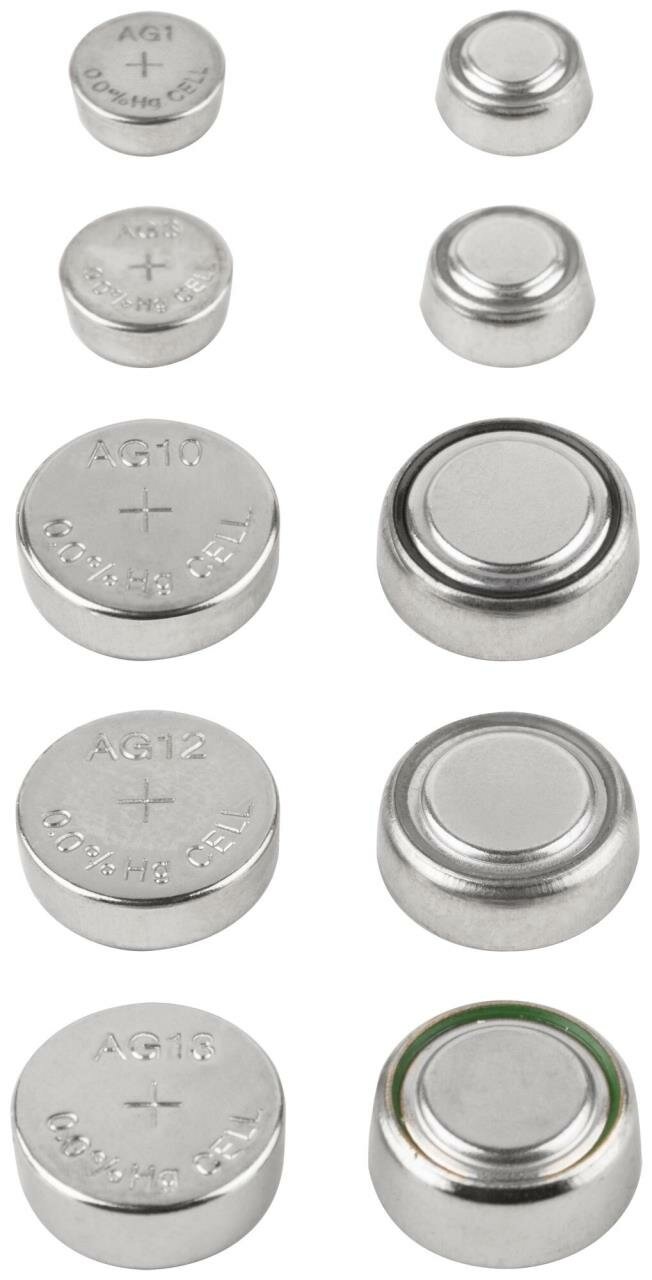 Батарейка щелочная, тип AG1x2 шт, AG3x2 шт, AG10x2 шт, AG12x2 шт, AG13x4 шт