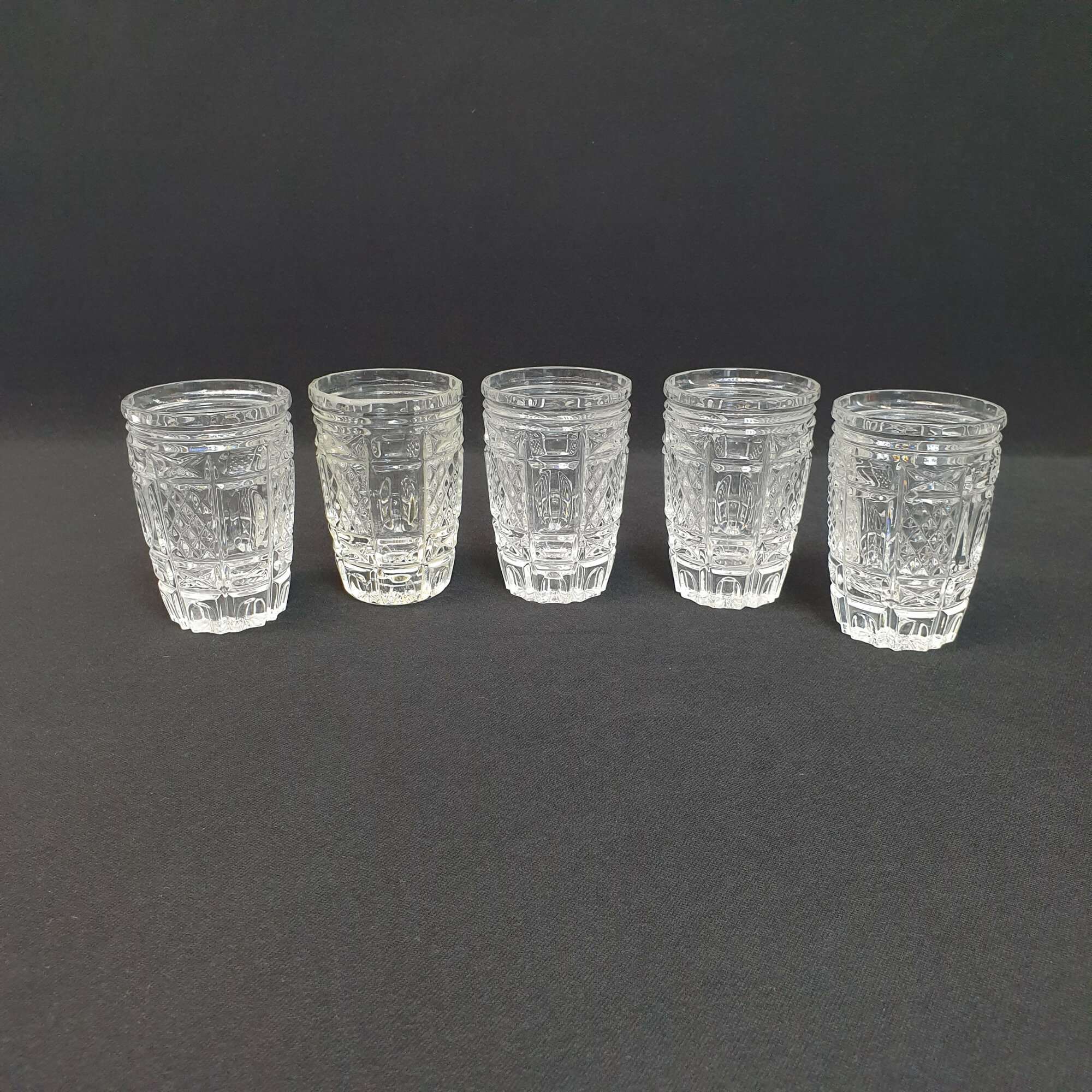 Винтажный набор из 5 стопок, хрусталь 80 мл, высота 75 мм, СССР