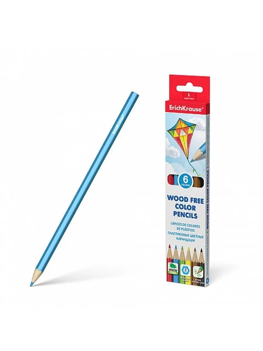 Пластиковые цветные карандаши шестигранные 6 цветов