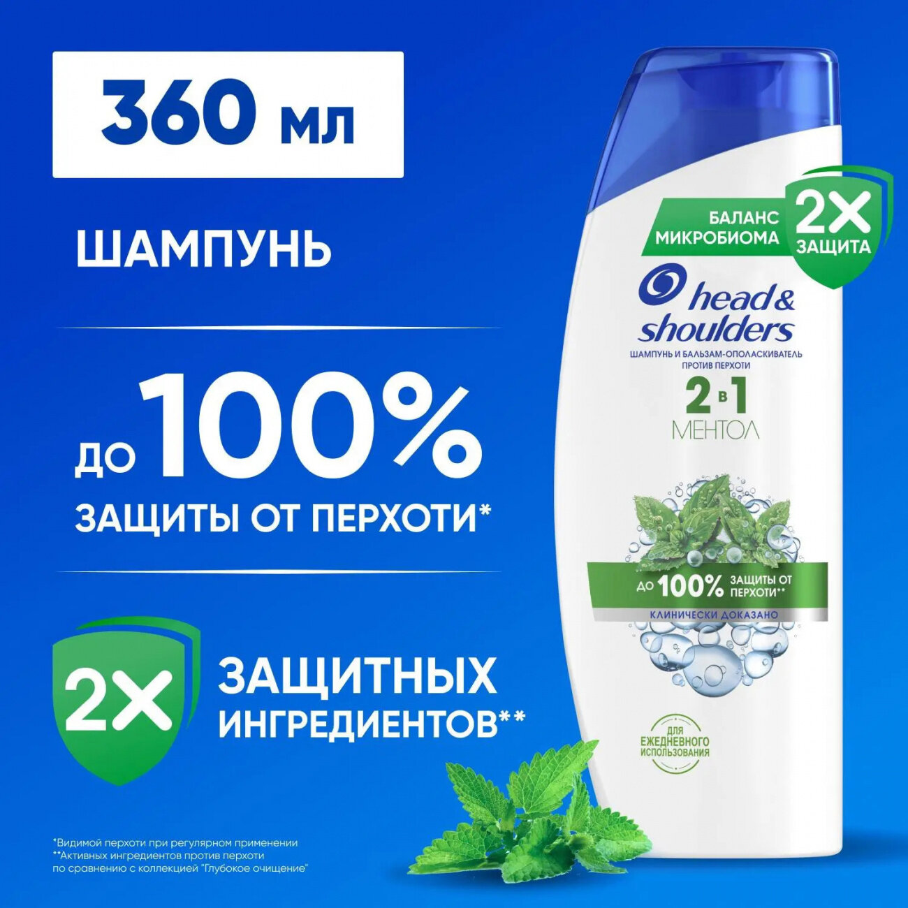 Head&Shoulders Шампунь п/перхоти Ментол 2в1 360мл 8700216351546