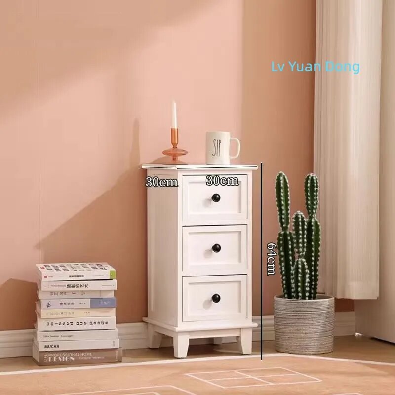 Комод белый, 3 ящика, 30x30x64 см для гостиной и детской комнаты, с ножками