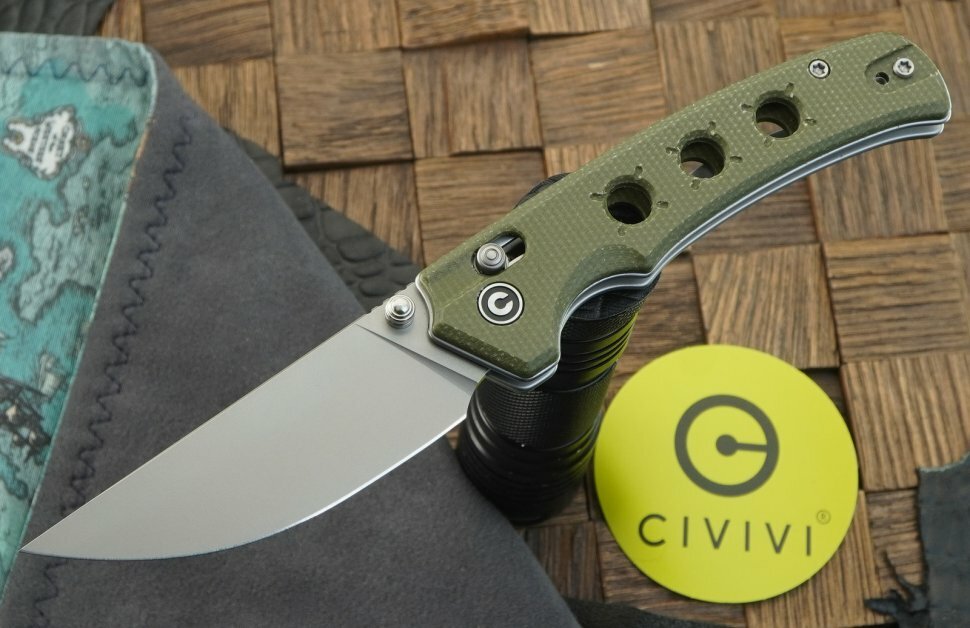 Складной нож Civivi Noctis, сталь Nitro-V, SW, рукоять оливковая микарта
