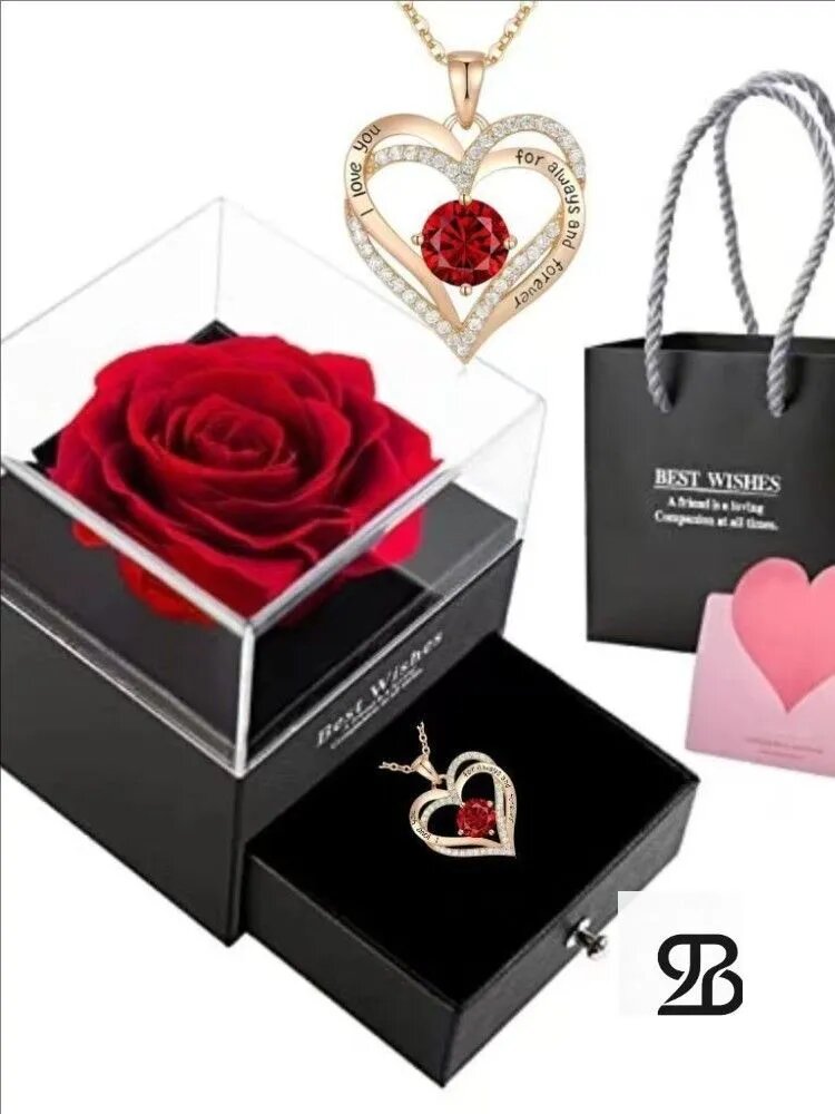 Подарочный сувенир для девушки, любимой или жены с вечной розой и подвеской «Я тебя люблю»