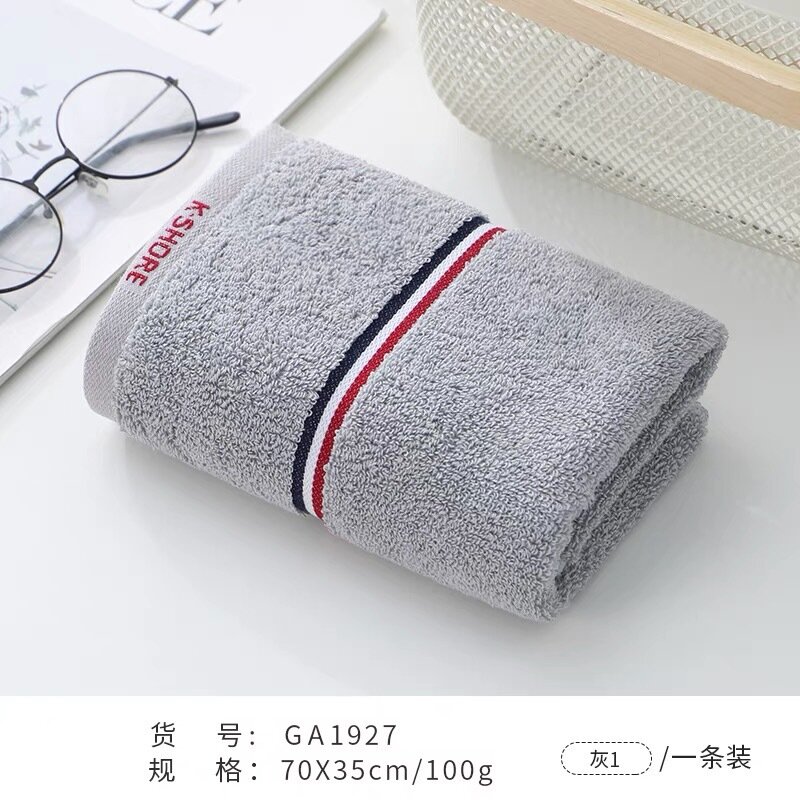 Мягкое хлопковое полотенце для лица 70x35 см, впитывающее, прочное, без выделения ворса, серое для домашнего
