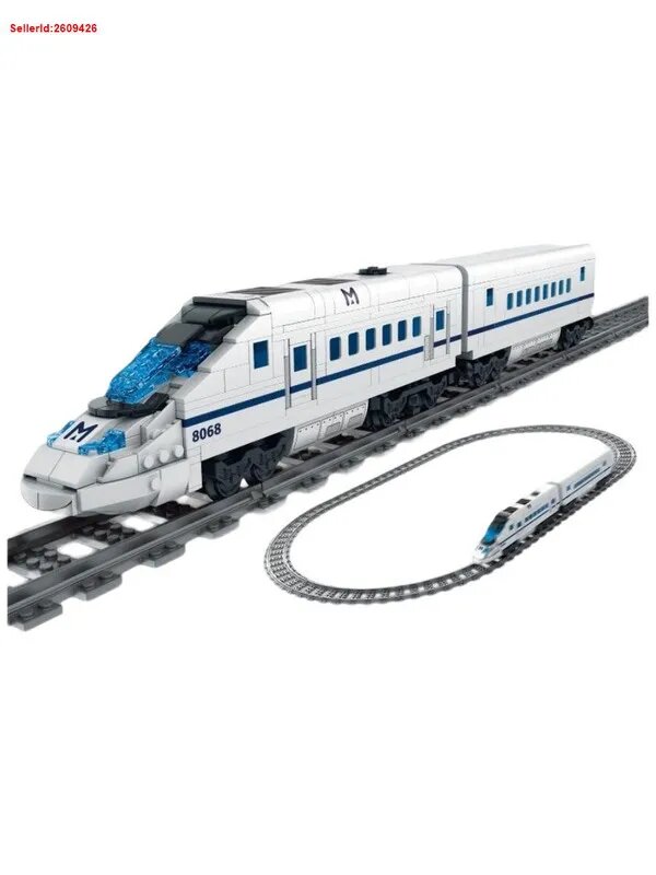 Конструктор Электропоезд: Сборные рельсы с машинкой, пластиковый