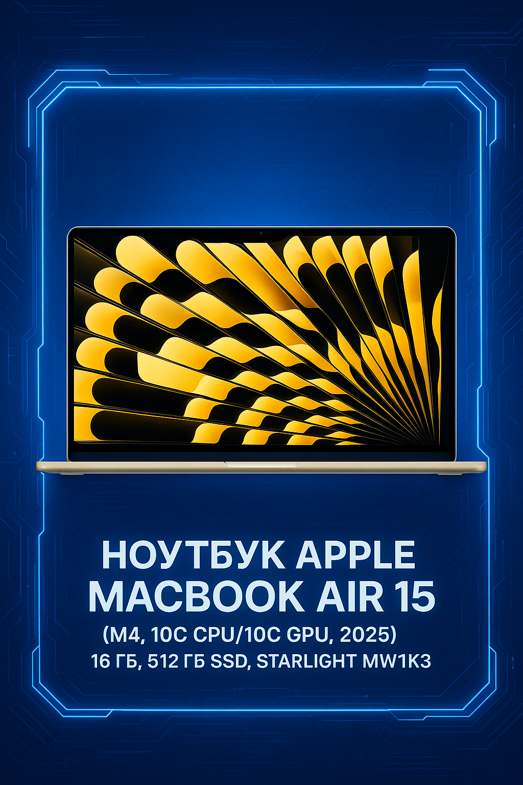 Ноутбук Apple MacBook Air 15 (M4, 10C CPU/10C GPU, 2025), 16 ГБ, 512 ГБ SSD, Starlight (сияющая звезда) MW1K3