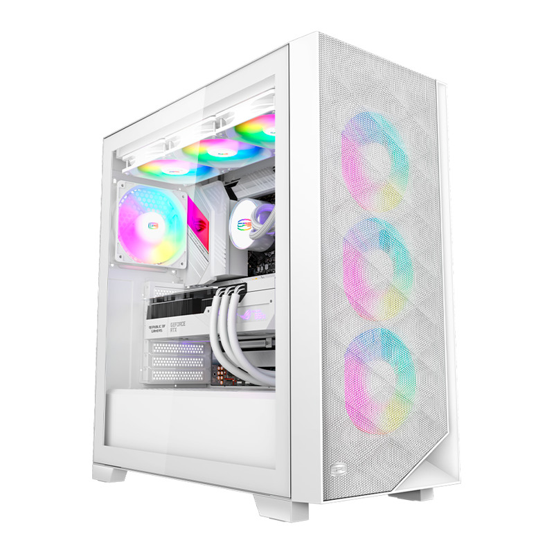 Корпус PCCooler C3D510 WH ARGB, Midi-Tower, 3×120 мм ARGB, 2×USB‑A 3.0, поддержка E‑ATX/ATX/mATX/mITX, белый